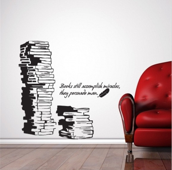 Book Books Words Vinyl Wall Decal Sticker Study Room Library Art Home ...