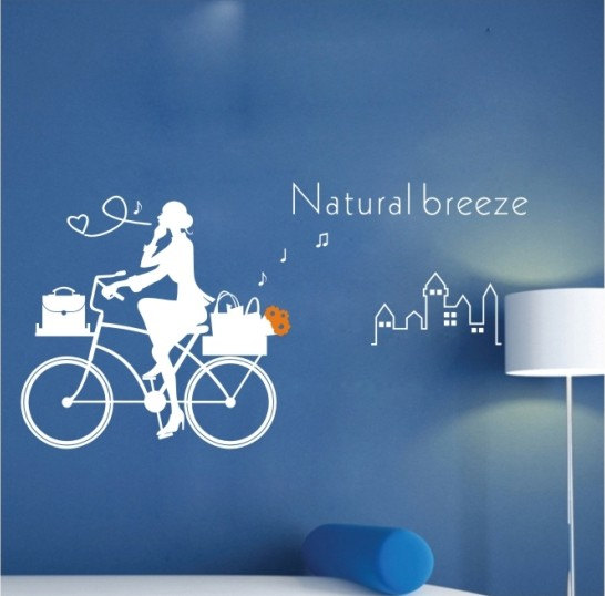 Bicycle Girl Bike Vinyl Wall Decal Sticker Kitchen Glass Stairs Sticker ...