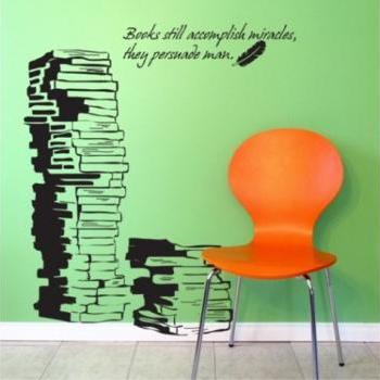Book Books Words Vinyl Wall Decal Sticker Study Room Library Art Home ...