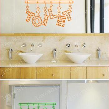 Fun Toilet Mark Word English Words Washroom Decals Vinyl Wall Decal ...