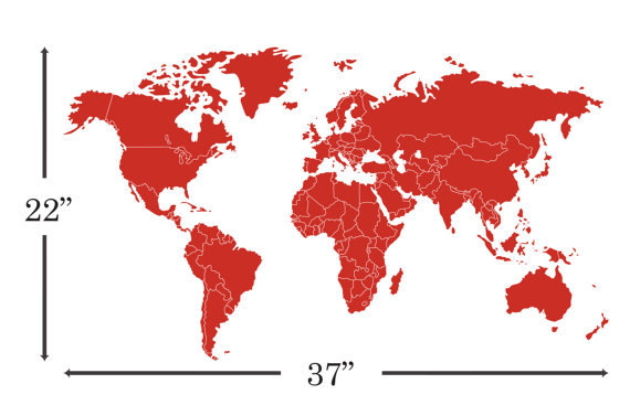 Large Size Map With Countries Borders Country Border Vinyl Wall Decal ...