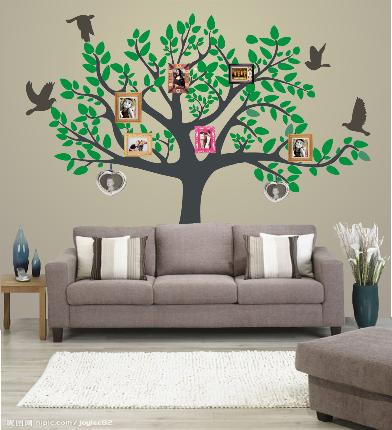 Personalized Family Tree Decal Vinyl Wall Decal Photo Leaf Photos Tree ...